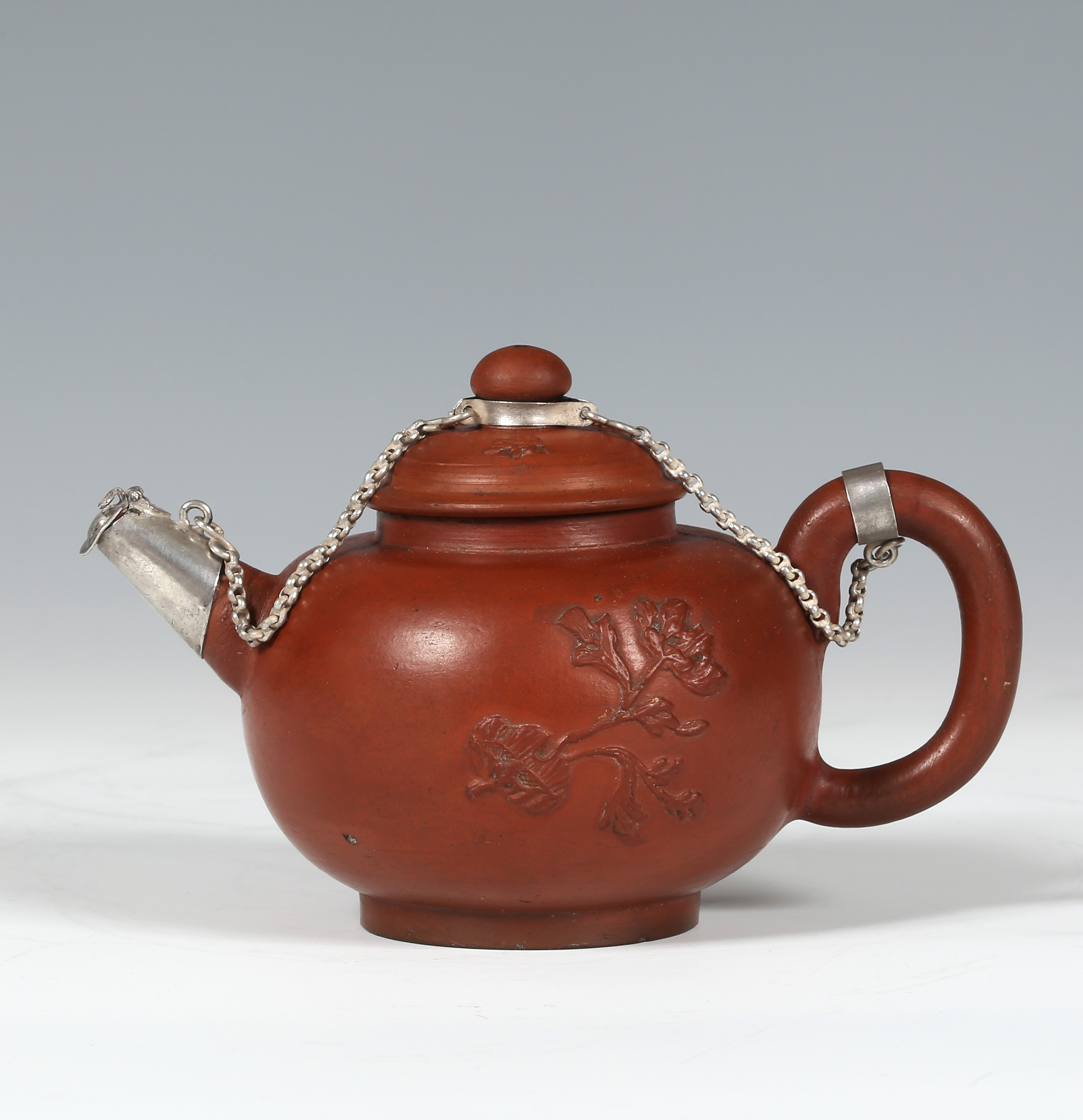 A SMALL SILVER-MOUNTED DUTCH REDWARE TEAPOT | Rare Ceramics