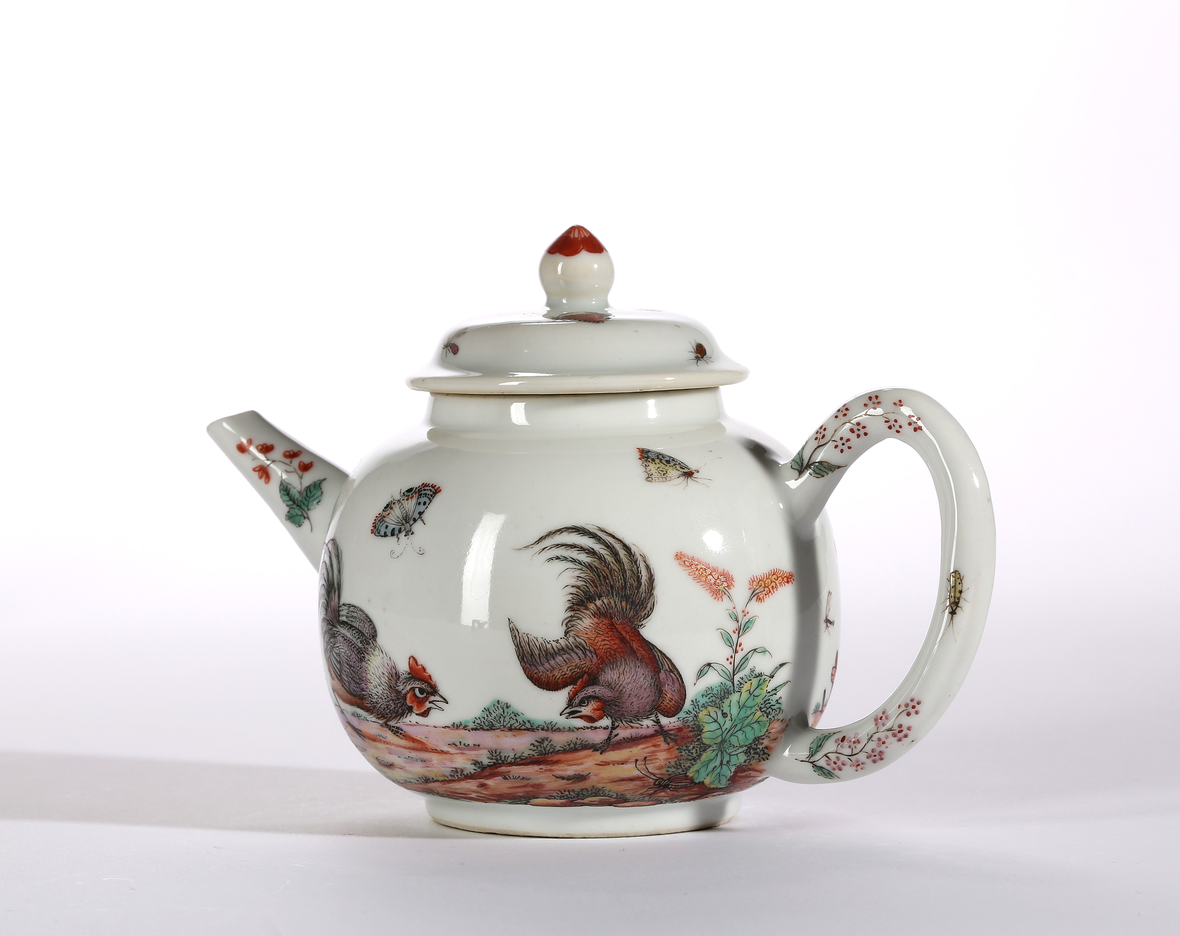 A DUTCH-DECORATED ‘FINE LINE’ TEAPOT AND COVER | Rare Ceramics