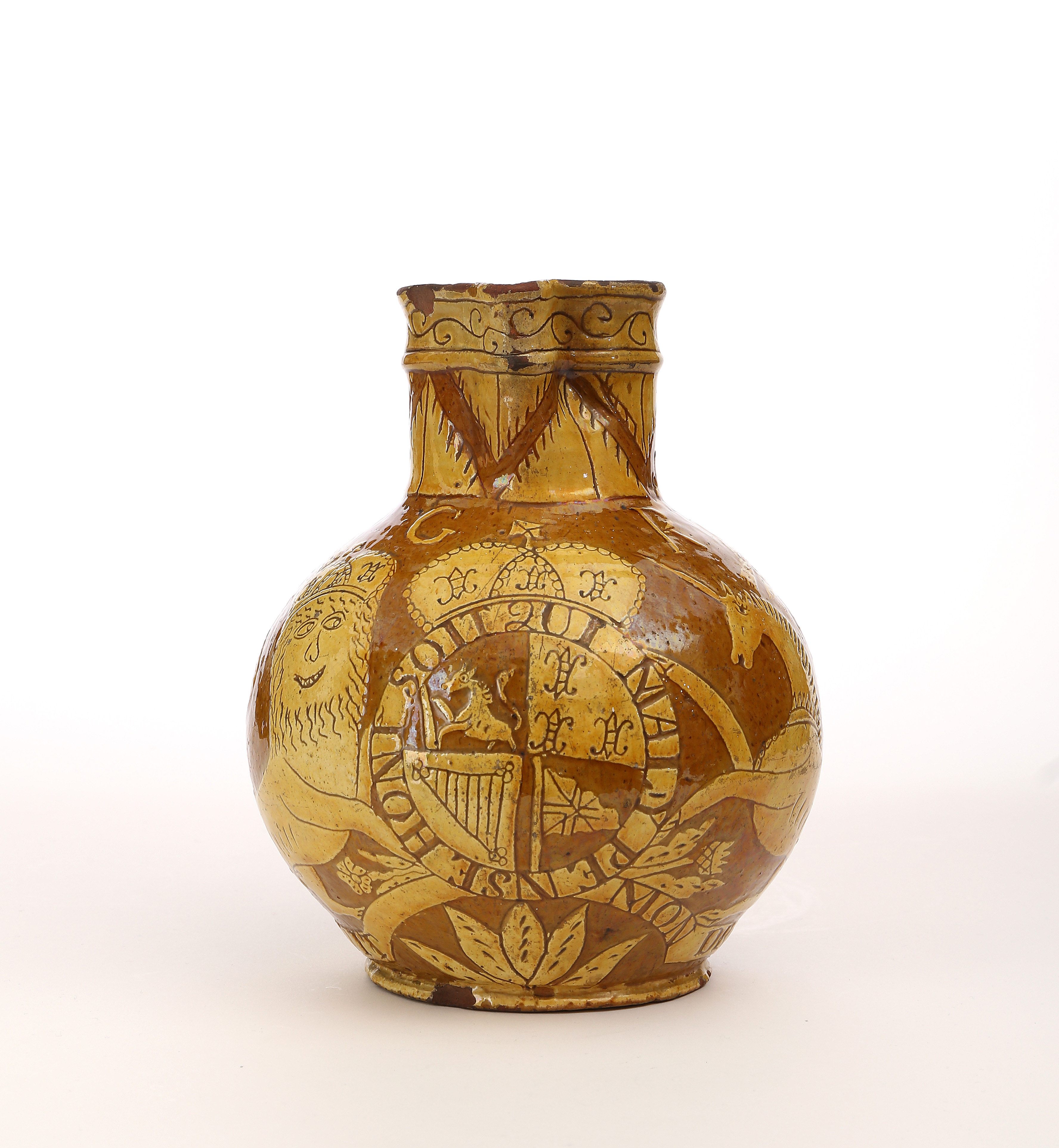 A SMALL DEVON SLIPWARE DATED HARVEST JUG | Rare Ceramics