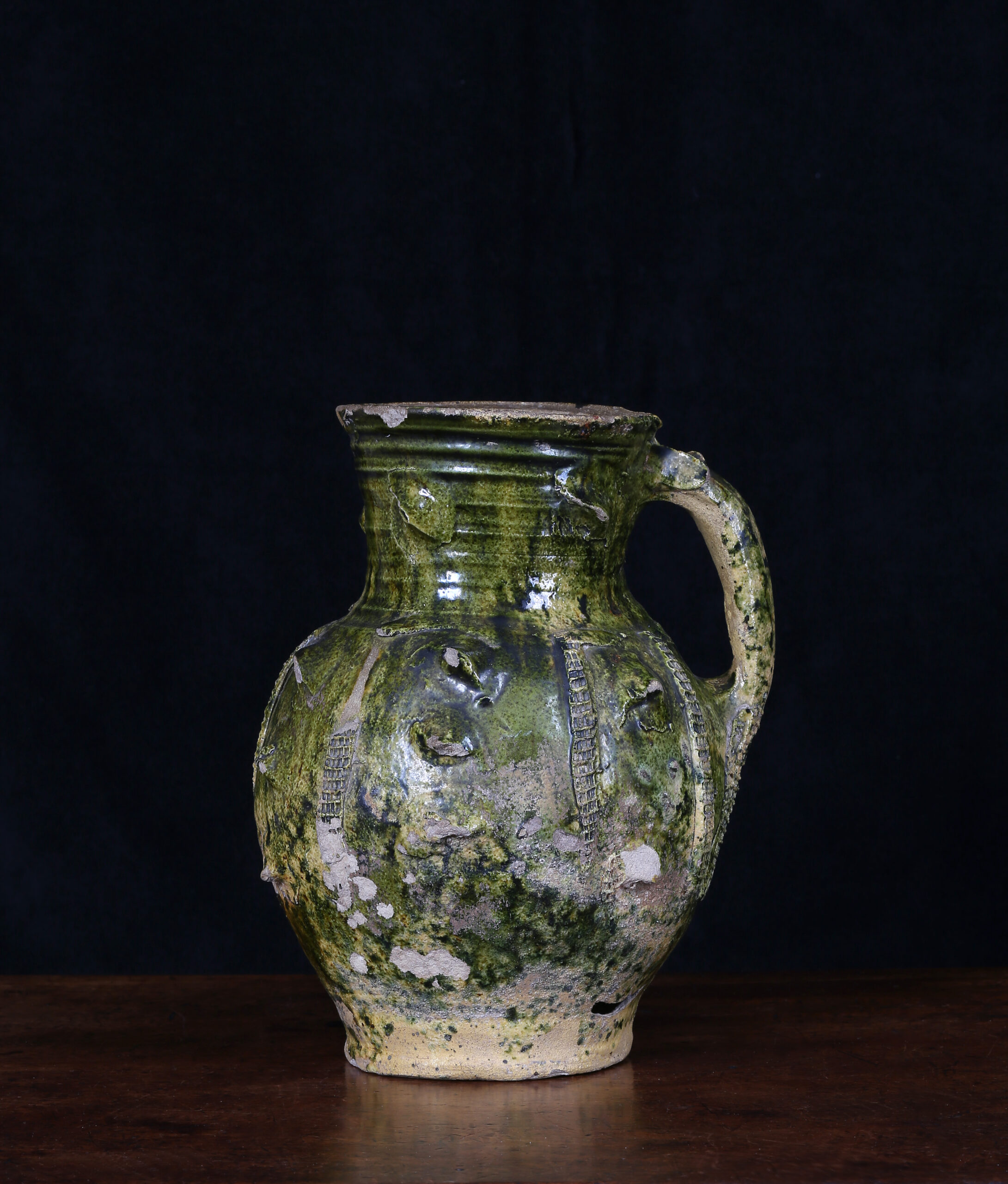 A French Medieval Green-Glazed Jug | Rare Ceramics