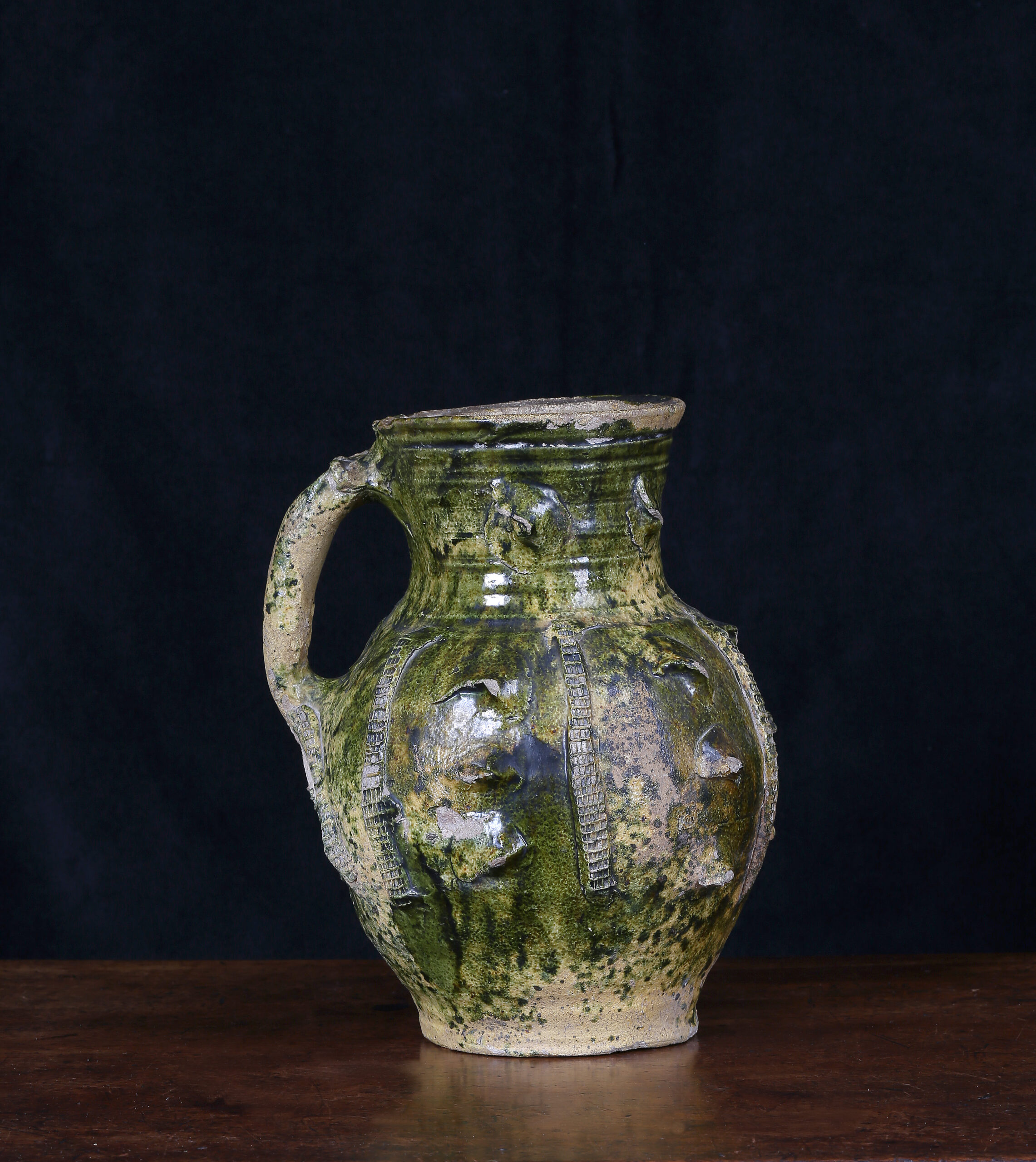 A French Medieval Green-Glazed Jug | Rare Ceramics