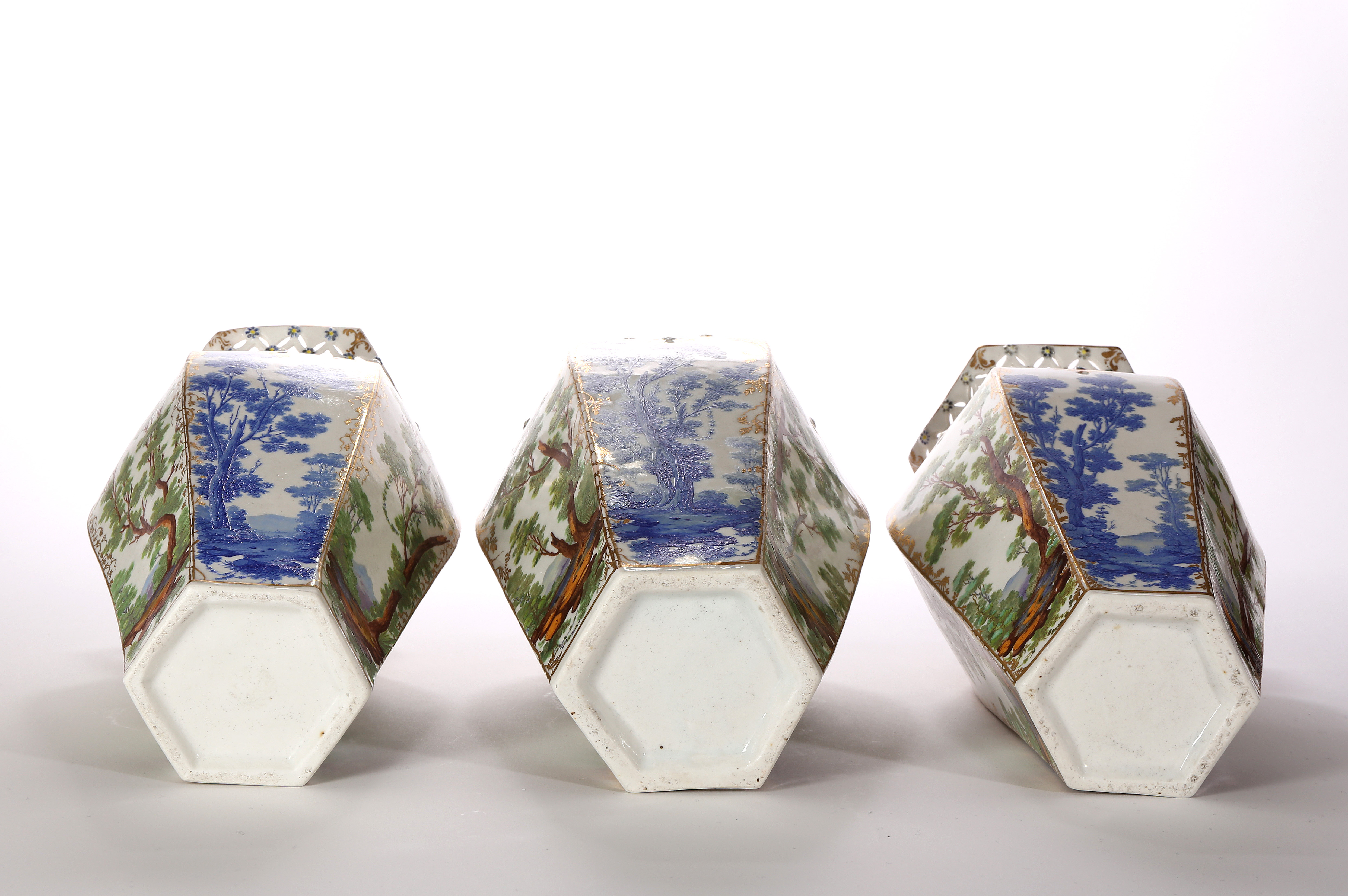 A GARNITURE OF THREE BRISTOL HARD-PASTE VASES | Rare Ceramics